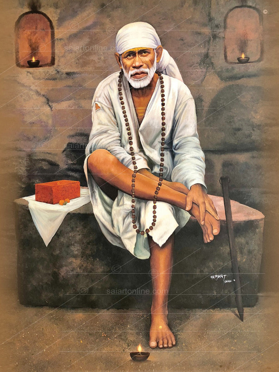 Baba Sitting On Stone Photo – SHREE SAI HEMANT ART