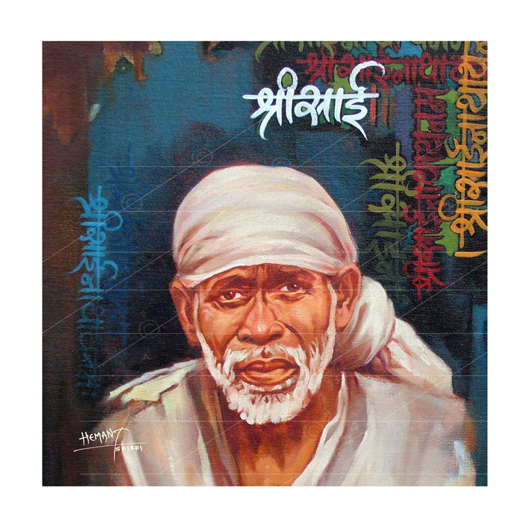 Shirdi Sai Baba Handmade Face Painting/Photo Canvas Reprint – SHREE SAI ...