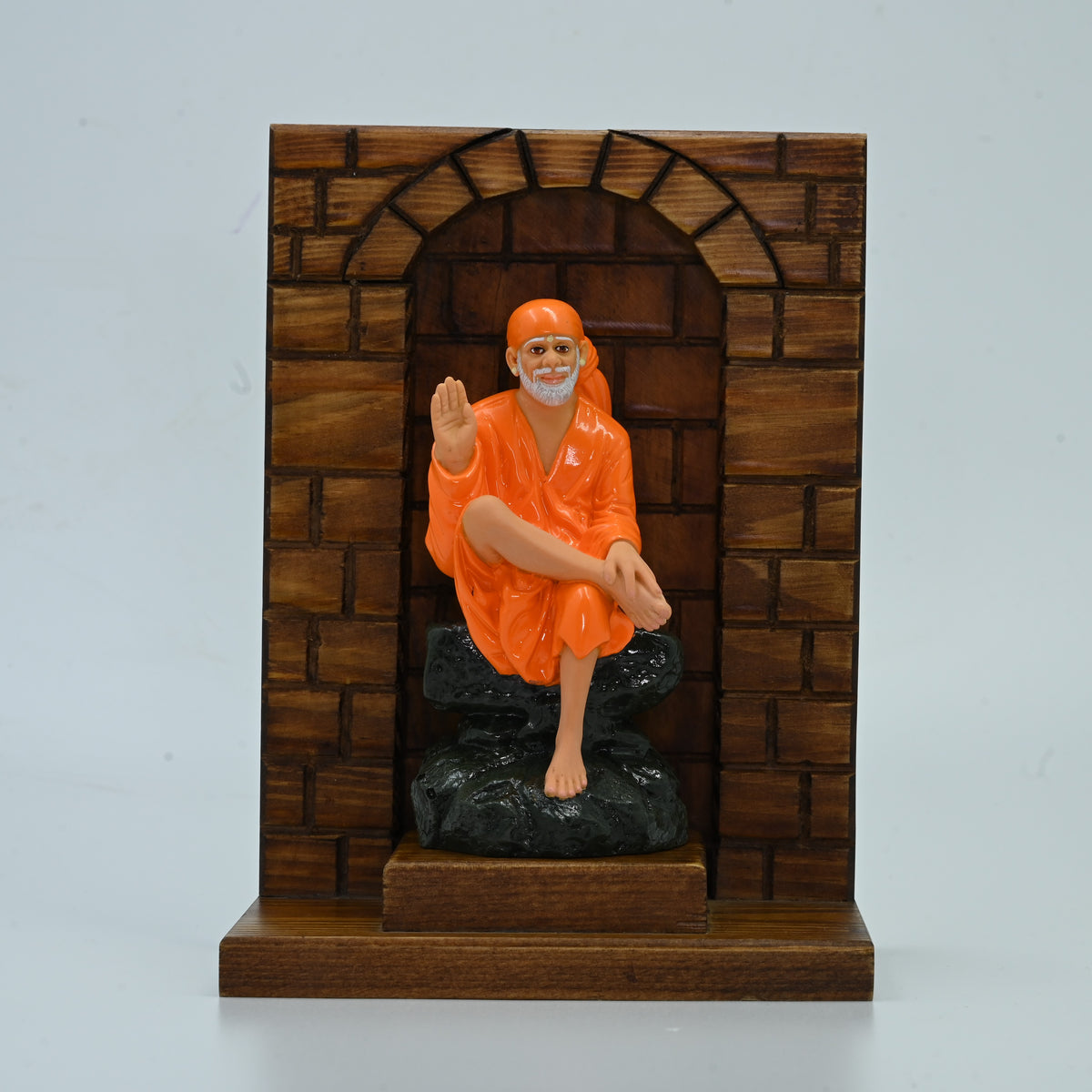 🕉️ "Hemant Art Shirdi Sai Baba Statue with Wooden Stand – Ashirwad 🙌(B ...