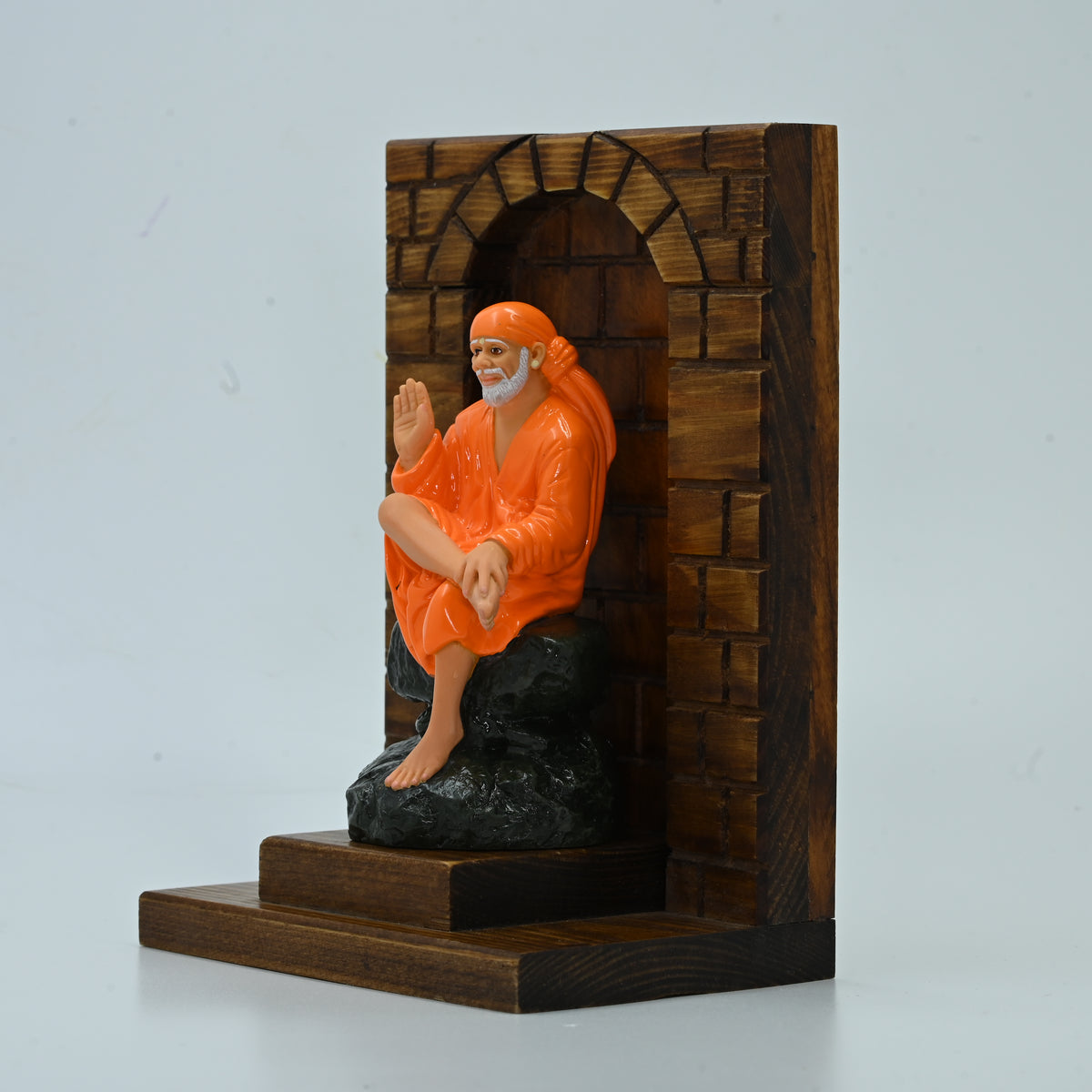🕉️ "Hemant Art Shirdi Sai Baba Statue with Wooden Stand – Ashirwad 🙌(B ...