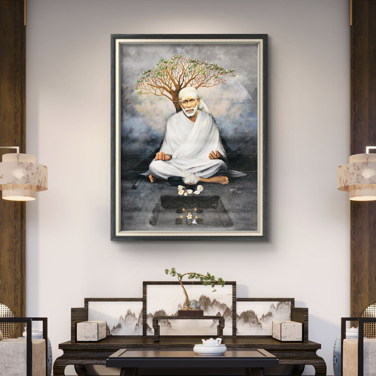 🖼️ Hemant Art Shirdi Sai Baba Meditation Photo Frame Canvas Painting/C ...