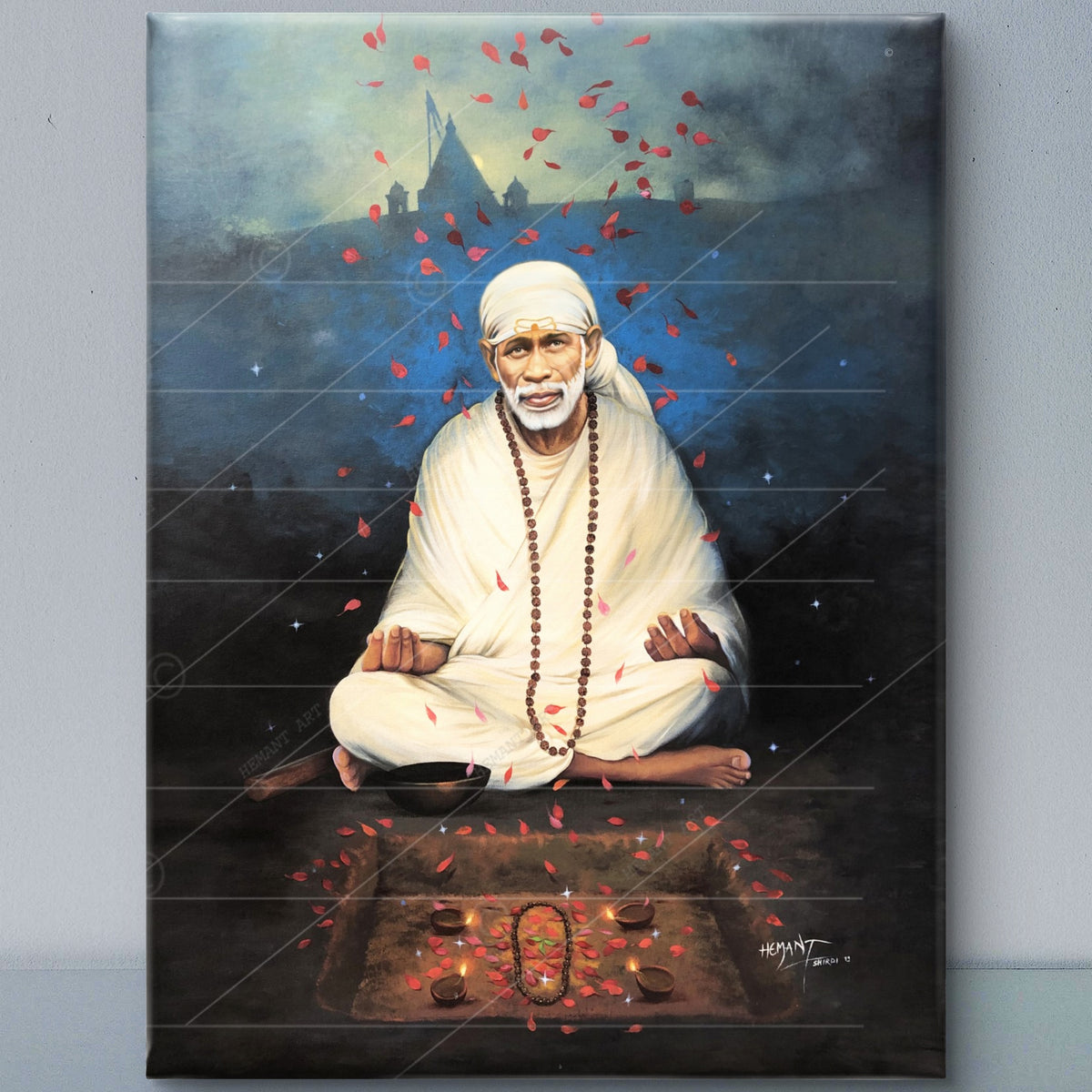 Shirdi Sai Baba Meditation HD Canvas Print Under Neem Tree | Spiritual ...